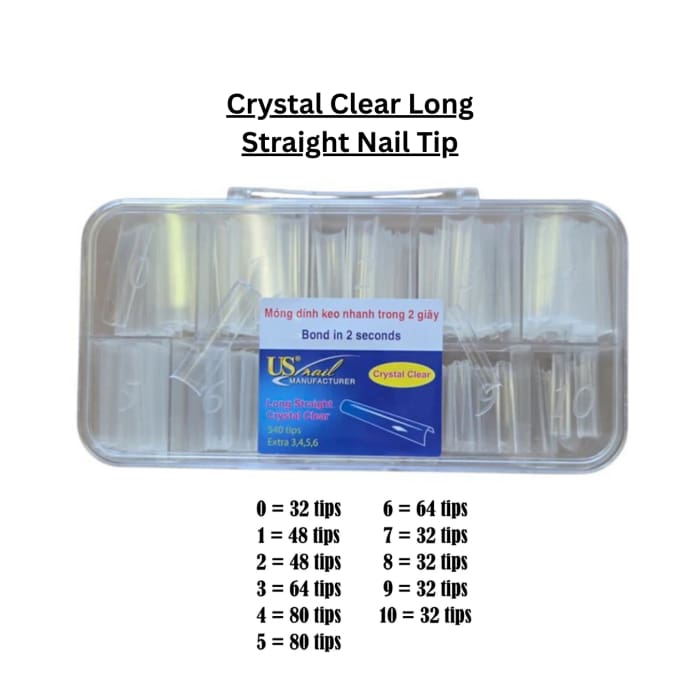 Crystal Clear Long Straight Nail Tips (Quick Bond) — OceanNailSupply