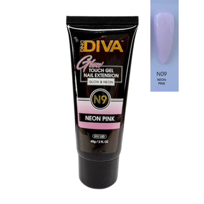 DND Diva Glow Touch Gel (Polygel) - N09 Neon Pink — OceanNailSupply